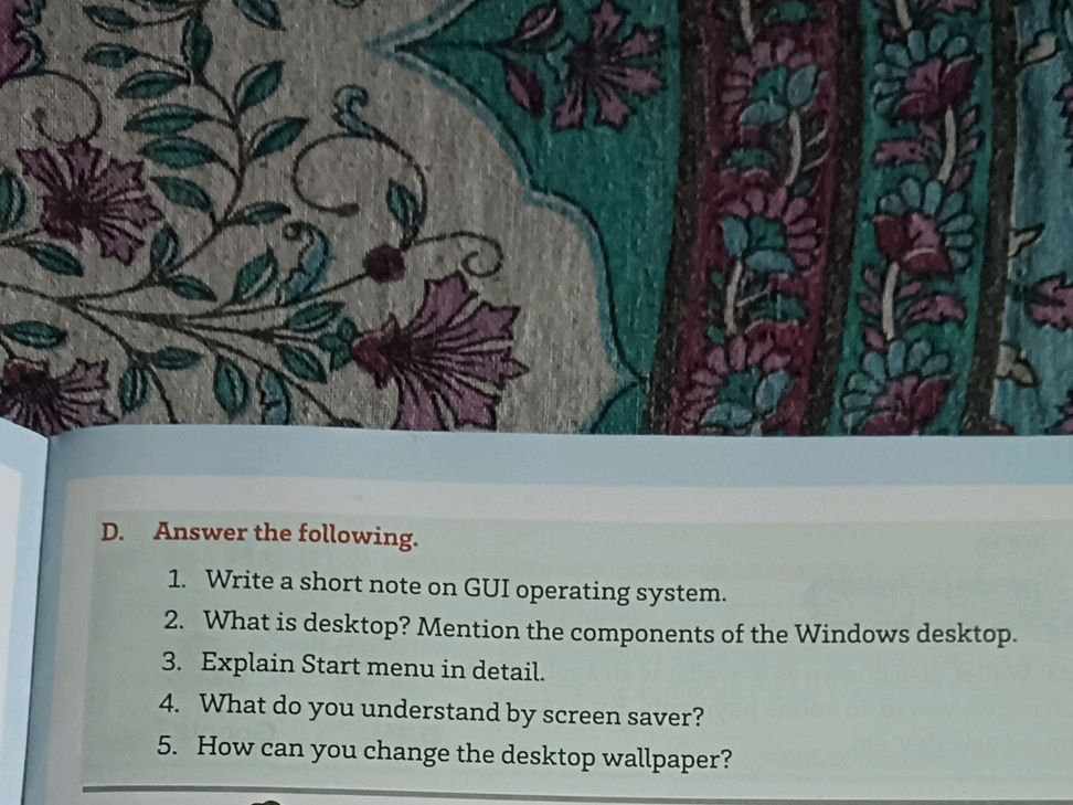 D. Answer the following. 1. Write a short | StudyX