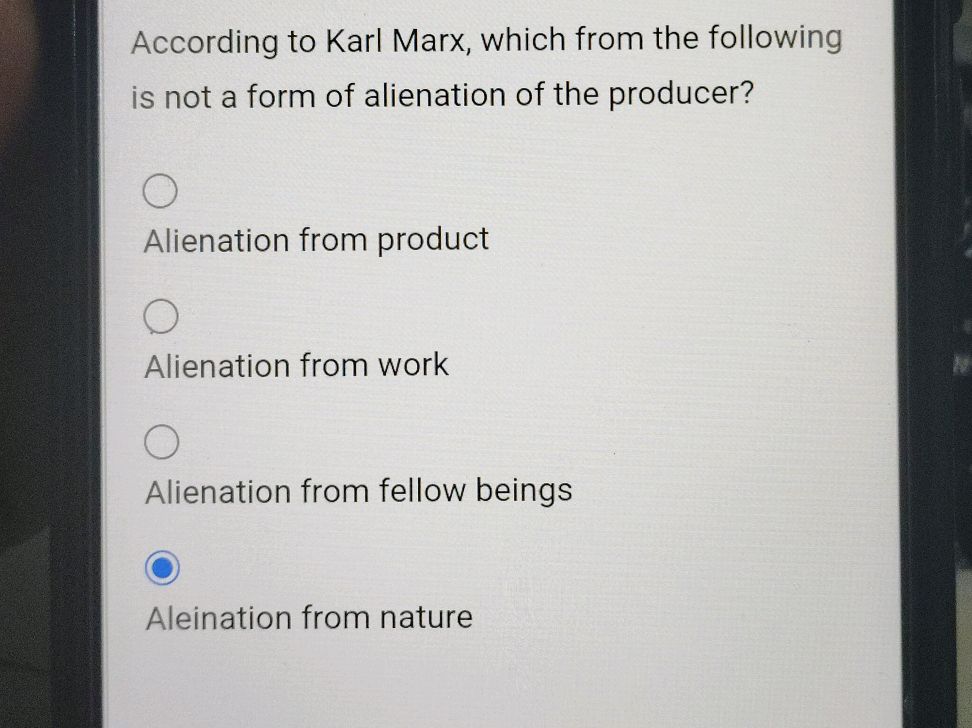 According to Karl Marx, which from the | StudyX