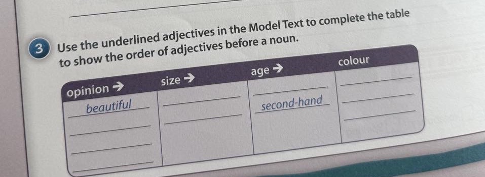 Use the underlined adjectives in the Model | StudyX