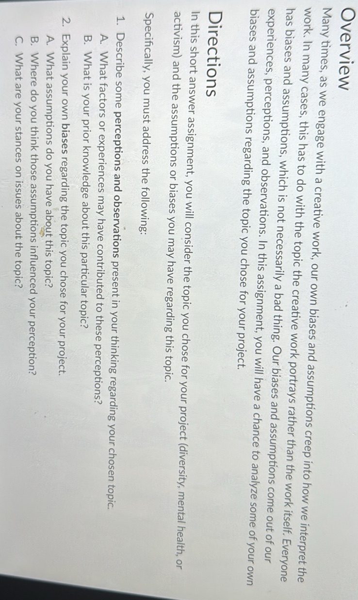 1. Describe some perceptions and | StudyX