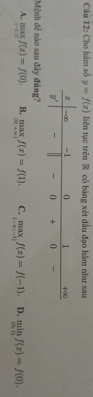 Câu 12: Cho hàm số y = f(x) liên tục trên R | StudyX