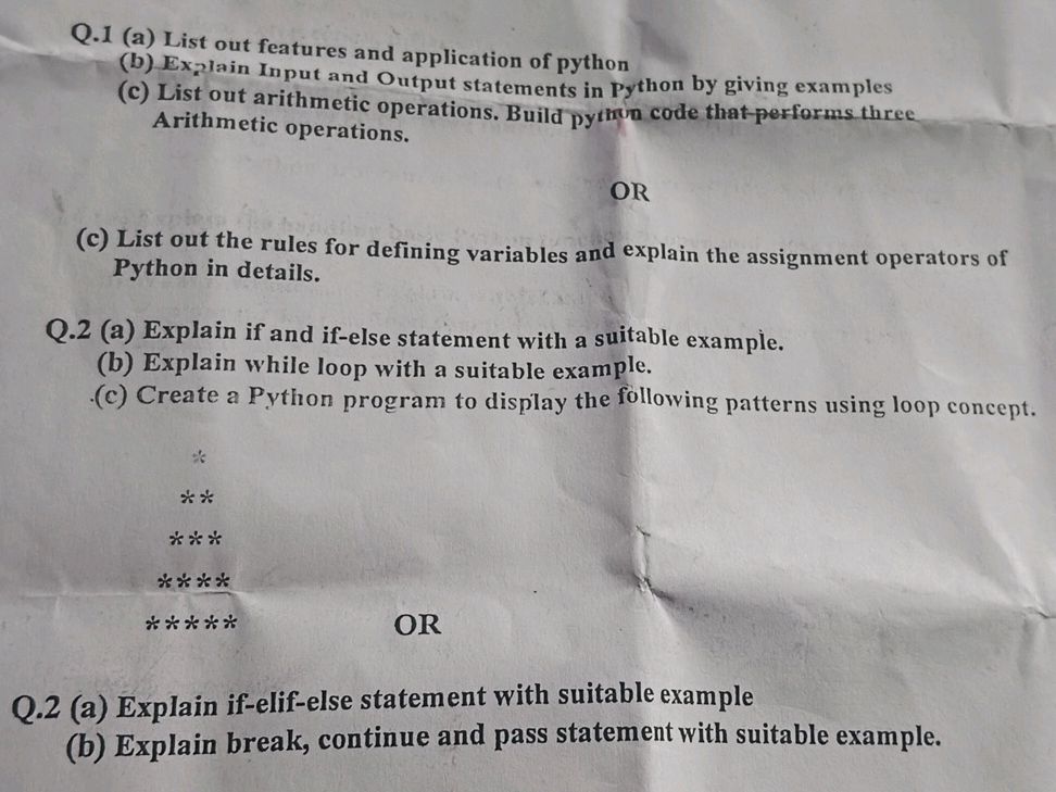 Q.1 (a) List out features and application of | StudyX