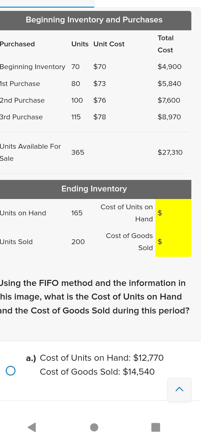 Purchased | Units | Unit Cost | StudyX