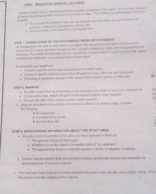 TOPIC: IMPACTS OF TROPICAL CYCLONES | StudyX