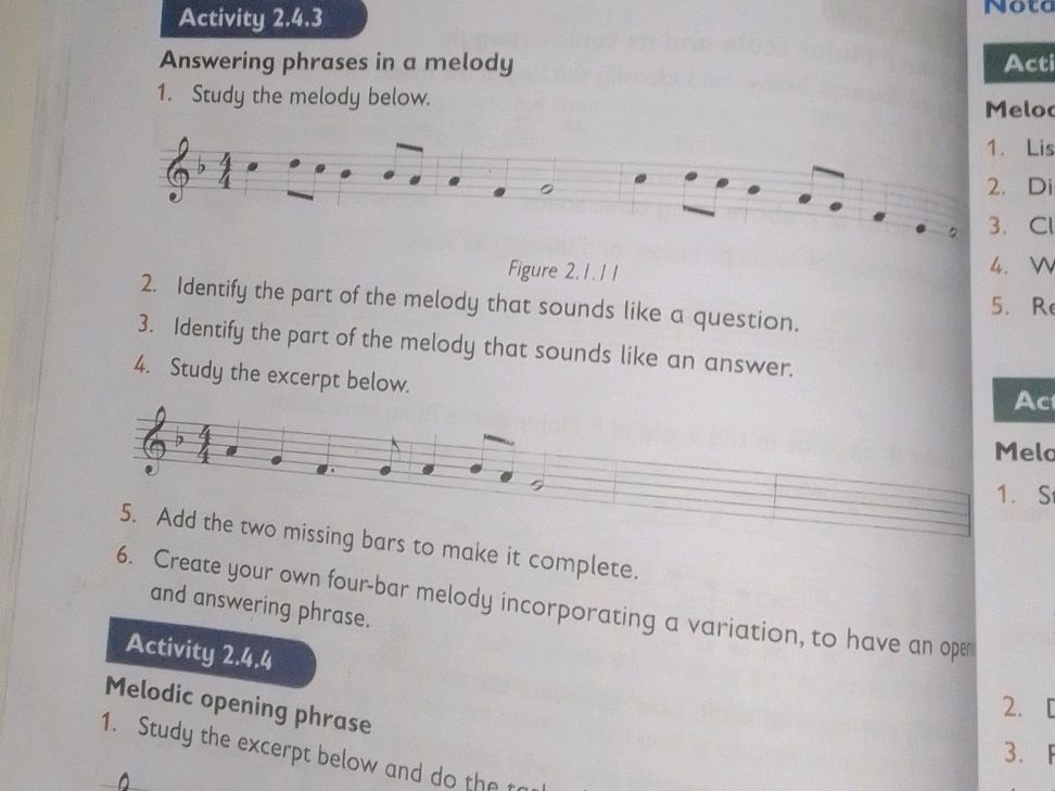 1. Study the melody below. 2. Identify the | StudyX