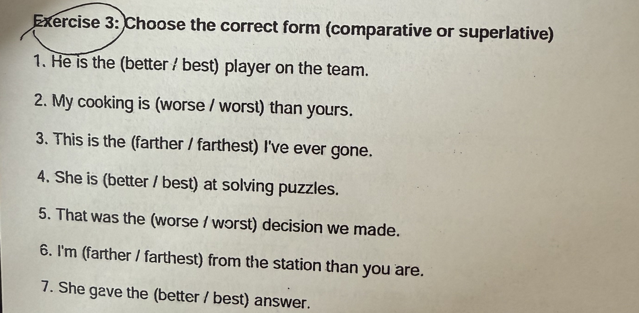 Exercise 3: Choose the correct form | StudyX