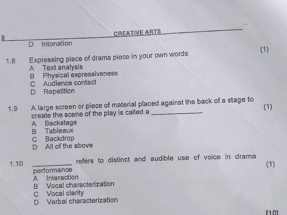 1.8 Expressing piece of drama piece in your | StudyX