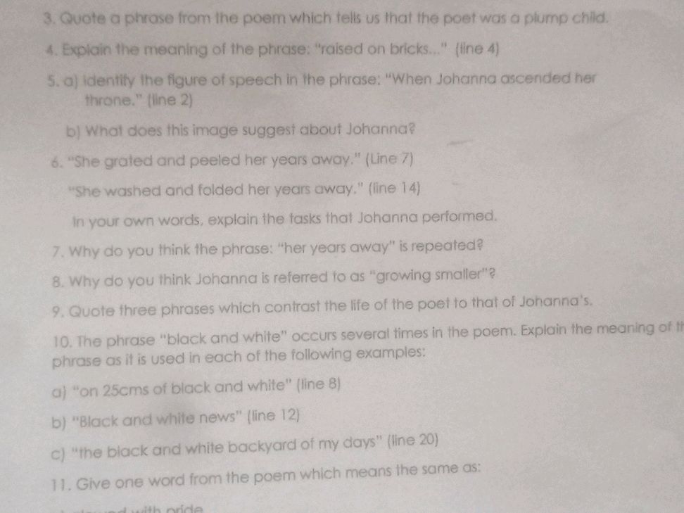 Quote a phrase from the poem which tells us