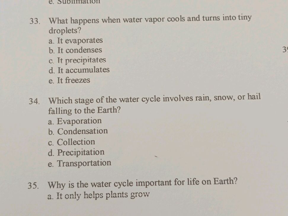 33. What happens when water vapor cools and | StudyX