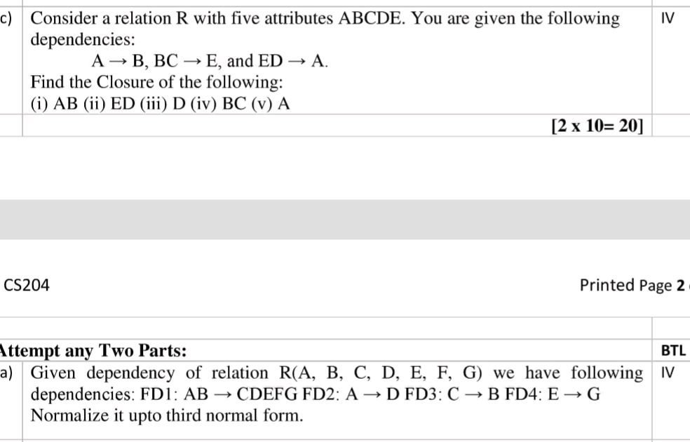 c) Consider a relation R with five | StudyX