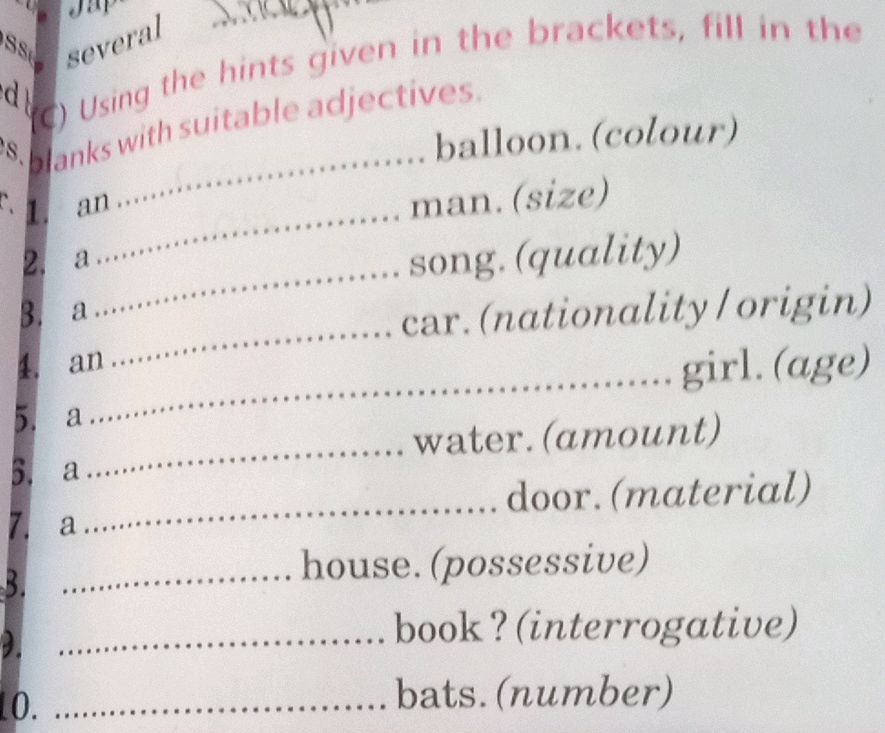 Using the hints given in the brackets, fill | StudyX