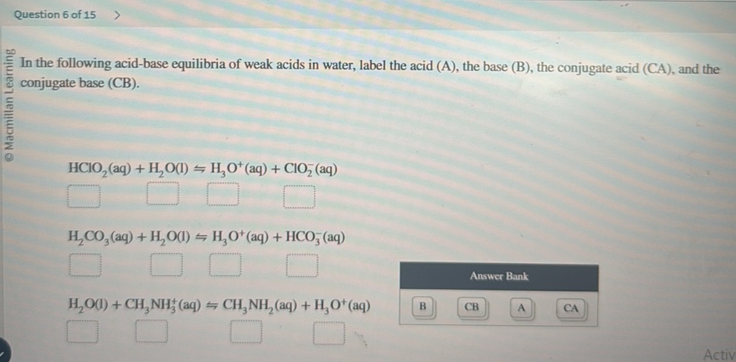 In the following acid-base equilibria of | StudyX
