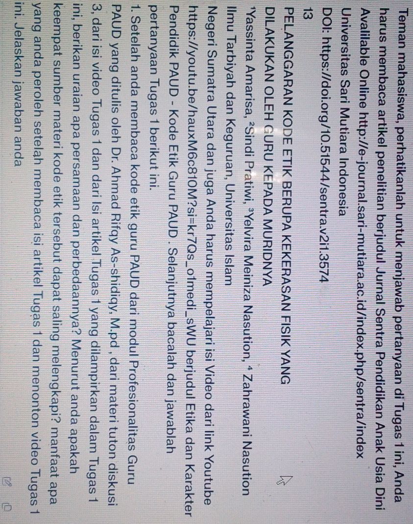 1. Setelah anda membaca kode etik guru PAUD | StudyX