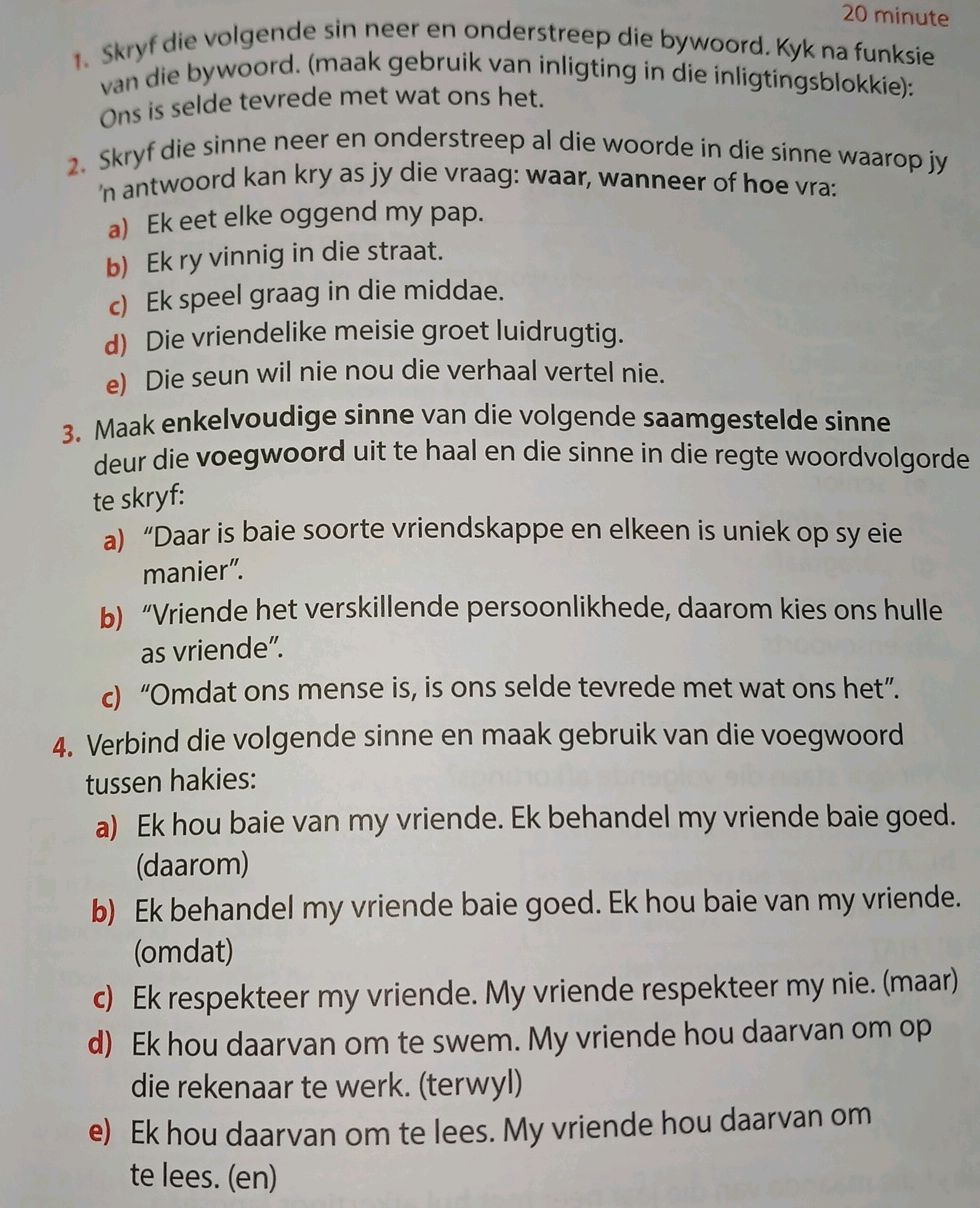 1. Skryf die volgende sin neer en | StudyX