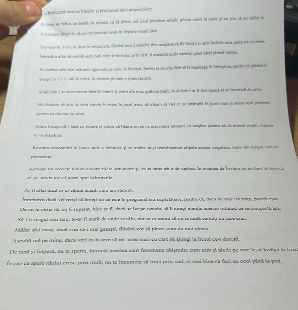 Realizează analiza frazelor și precizează | StudyX