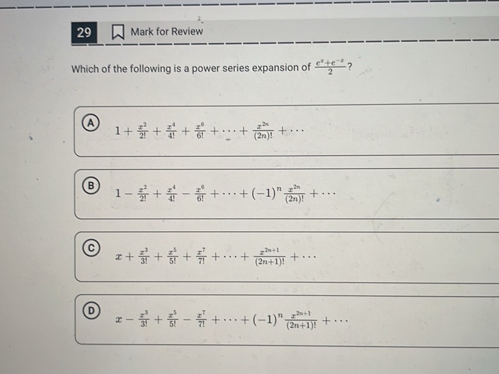 Which of the following is a power series | StudyX