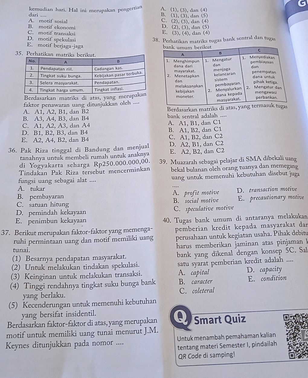 35. Perhatikan matriks berikut. | No. | A | StudyX