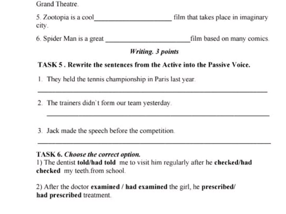 TASK 5. Rewrite the sentences from the | StudyX