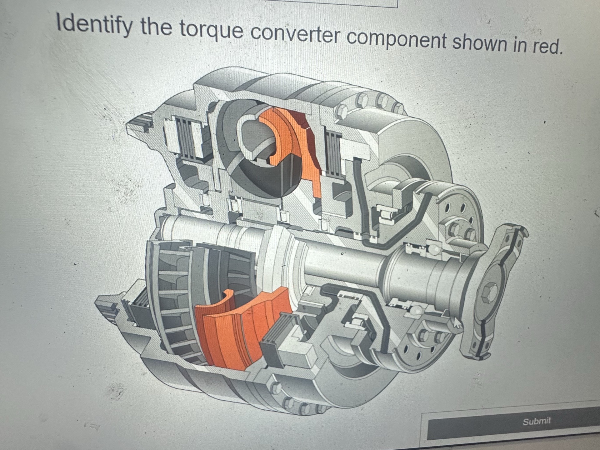 Identify the torque converter component | StudyX