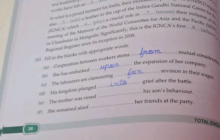 (ii) Fill in the blanks with appropriate | StudyX