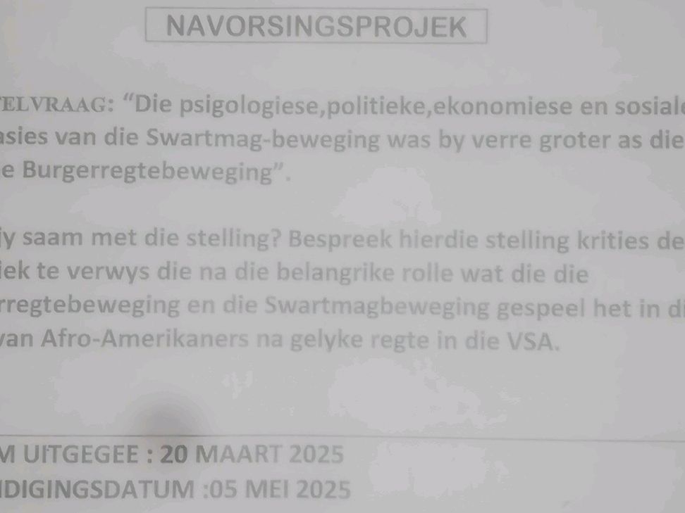 VRAAG: "Die psigologiese, politieke, | StudyX