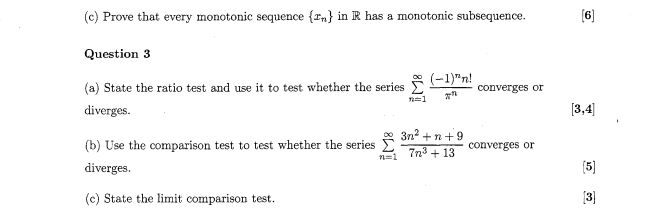 (c) Prove that every monotonic sequence | StudyX