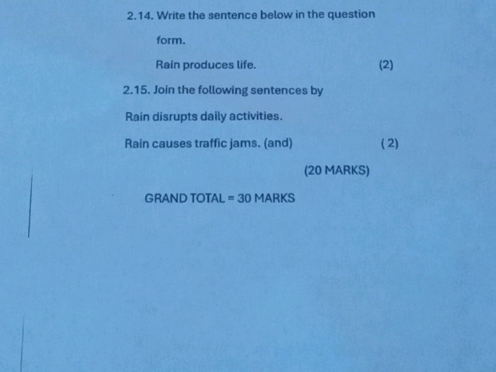 2.14. Write the sentence below in the | StudyX