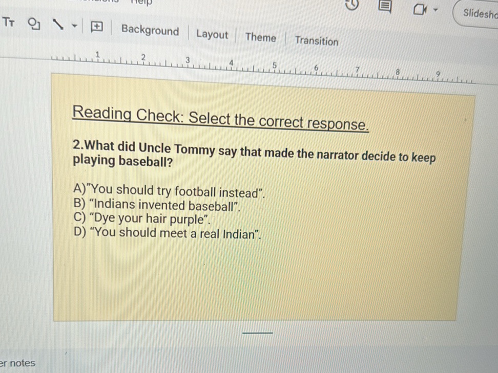 Reading Check: Select the correct response. | StudyX