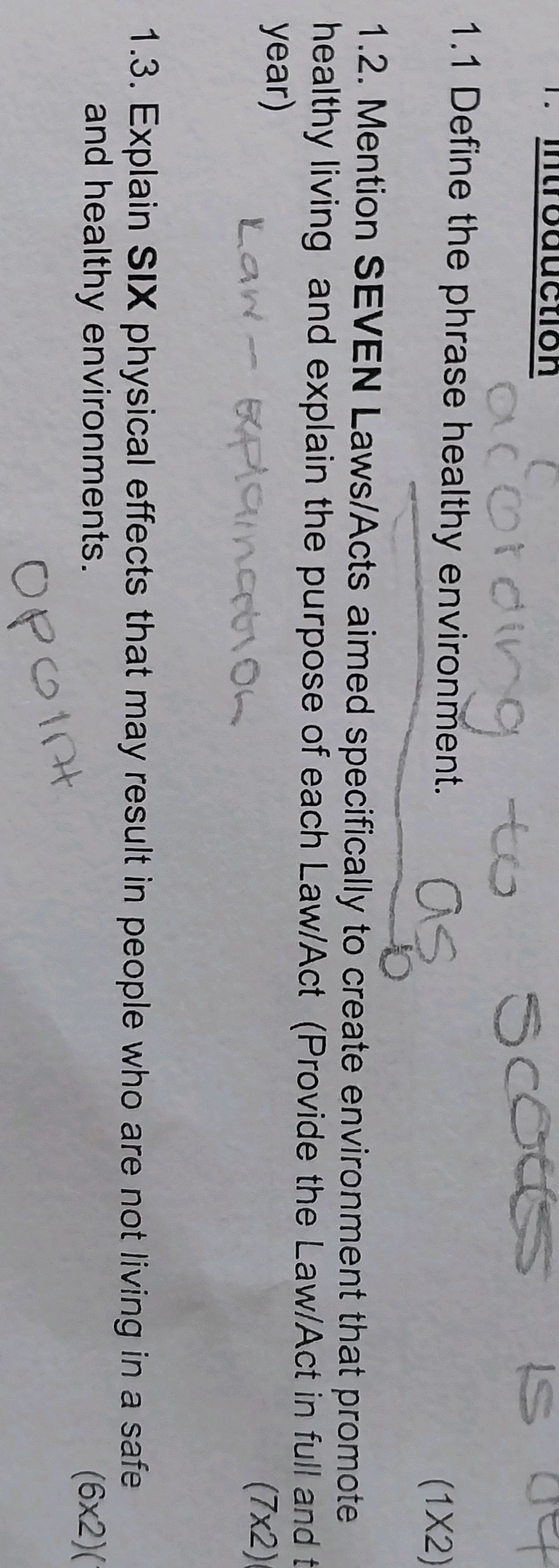 1. Define the phrase healthy environment. | StudyX