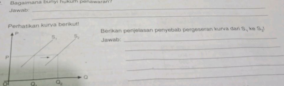 2. Bagaimana bunyi hukum penawaran? Jawab: | StudyX