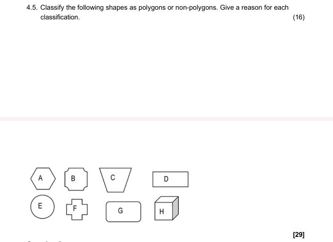 4.5. Classify the following shapes as | StudyX