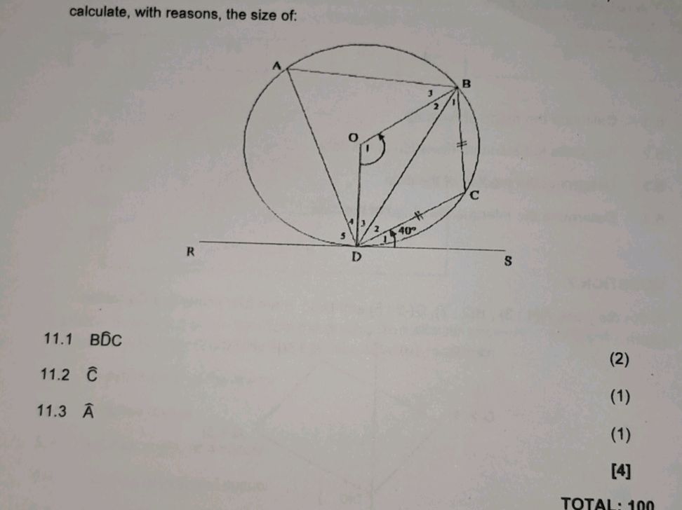 calculate, with reasons, the size of: 11.1 | StudyX