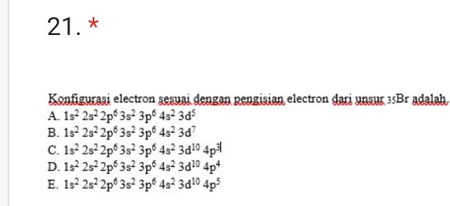Konfigurasi electron sesuai dengan pengisian | StudyX