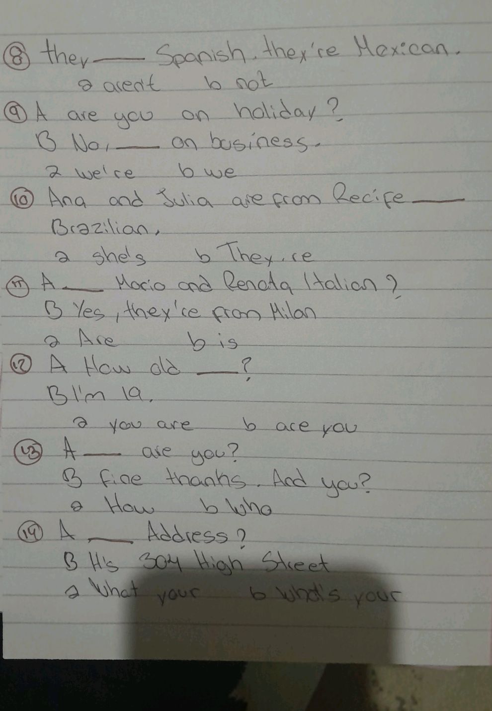 ⑧ they ______ Spanish, they're Mexican. a | StudyX