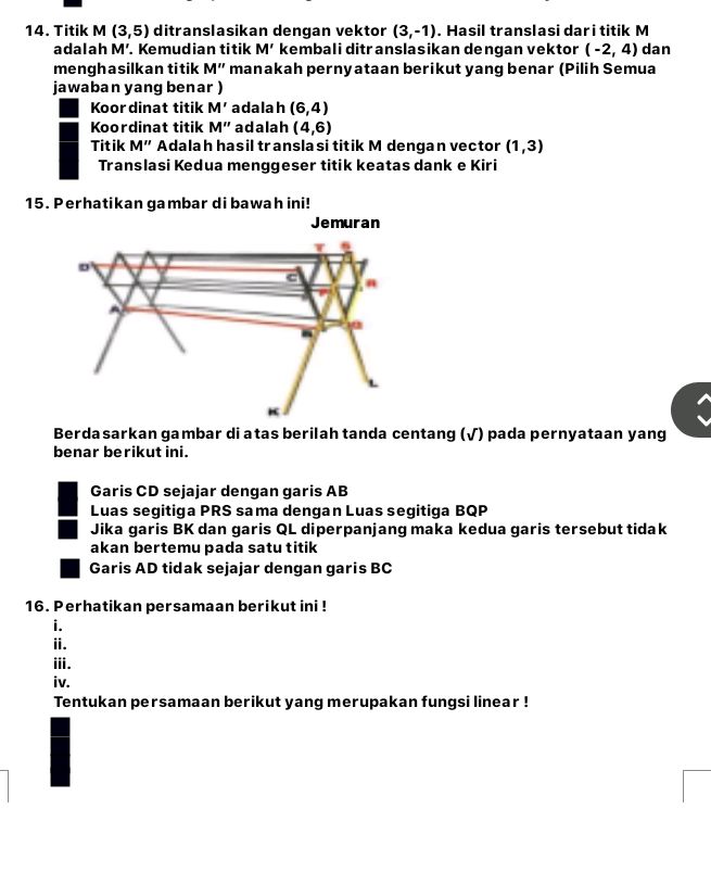 14. Titik M (3,5) ditranslasikan dengan | StudyX