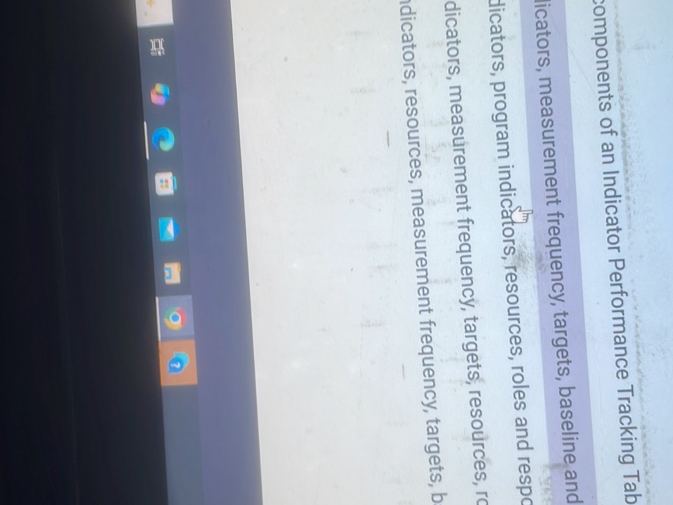 components of an Indicator Performance | StudyX