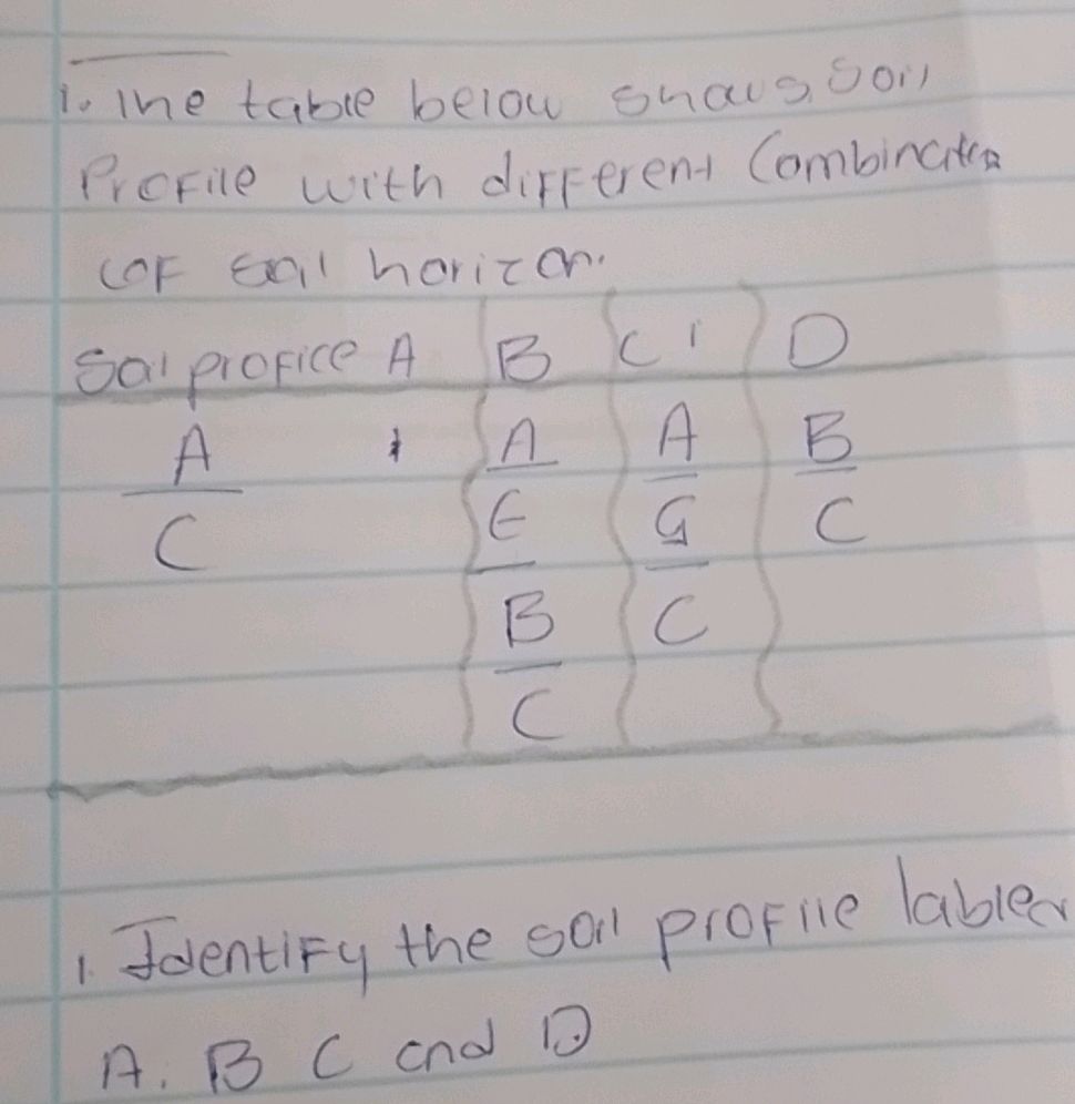 1. The table below shows soil profile with | StudyX