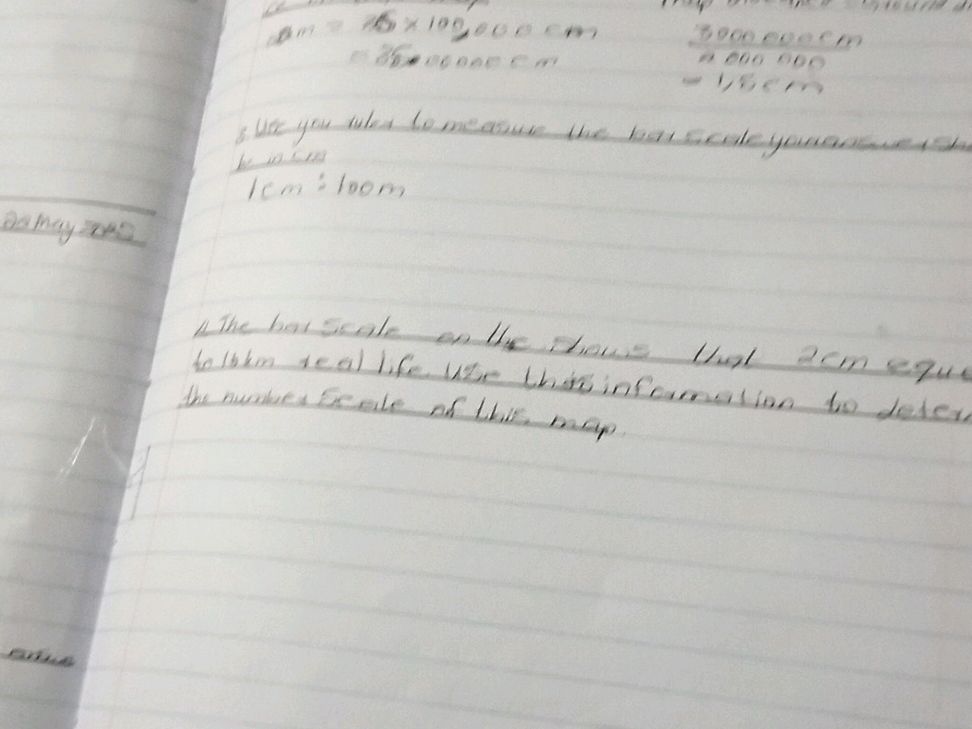 4. The bar Scale on the shows that 2cm | StudyX