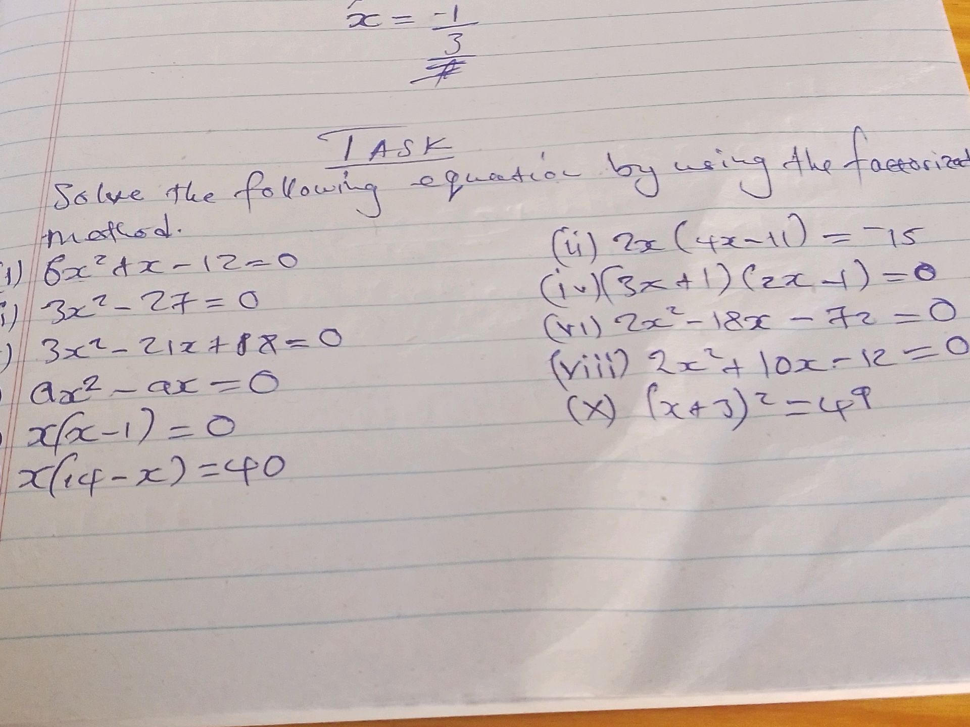 Solve the following equation by using the | StudyX