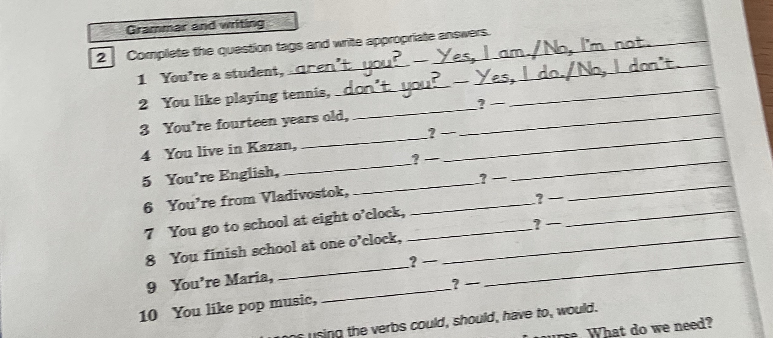 2 Complete the question tags and write | StudyX