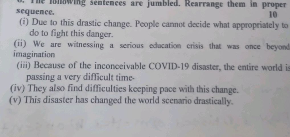 6. The following sentences are jumbled. | StudyX