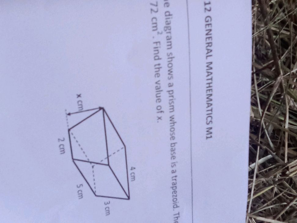 The diagram shows a prism whose base is a | StudyX