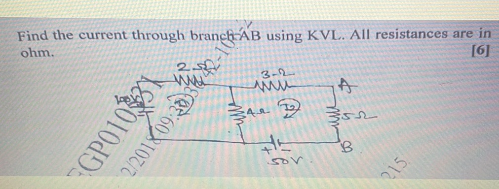 Find the current through branch AB using | StudyX