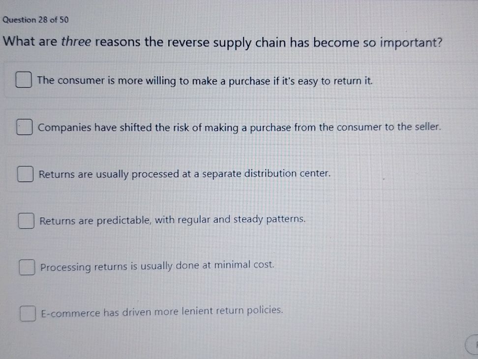 What are three reasons the reverse supply | StudyX