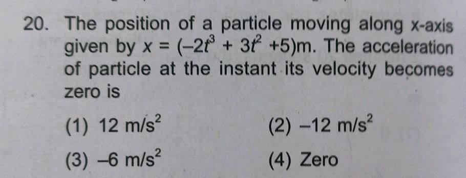 20. The position of a particle moving along | StudyX