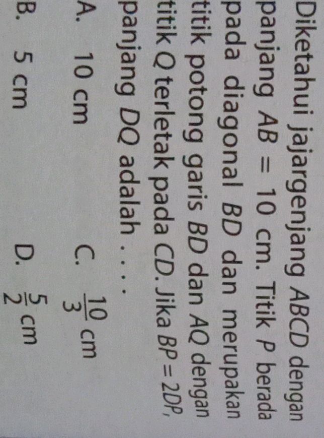 Diketahui jajargenjang ABCD dengan panjang | StudyX