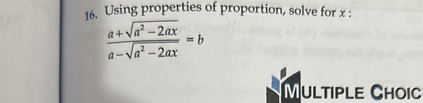 16. Using properties of proportion, solve | StudyX