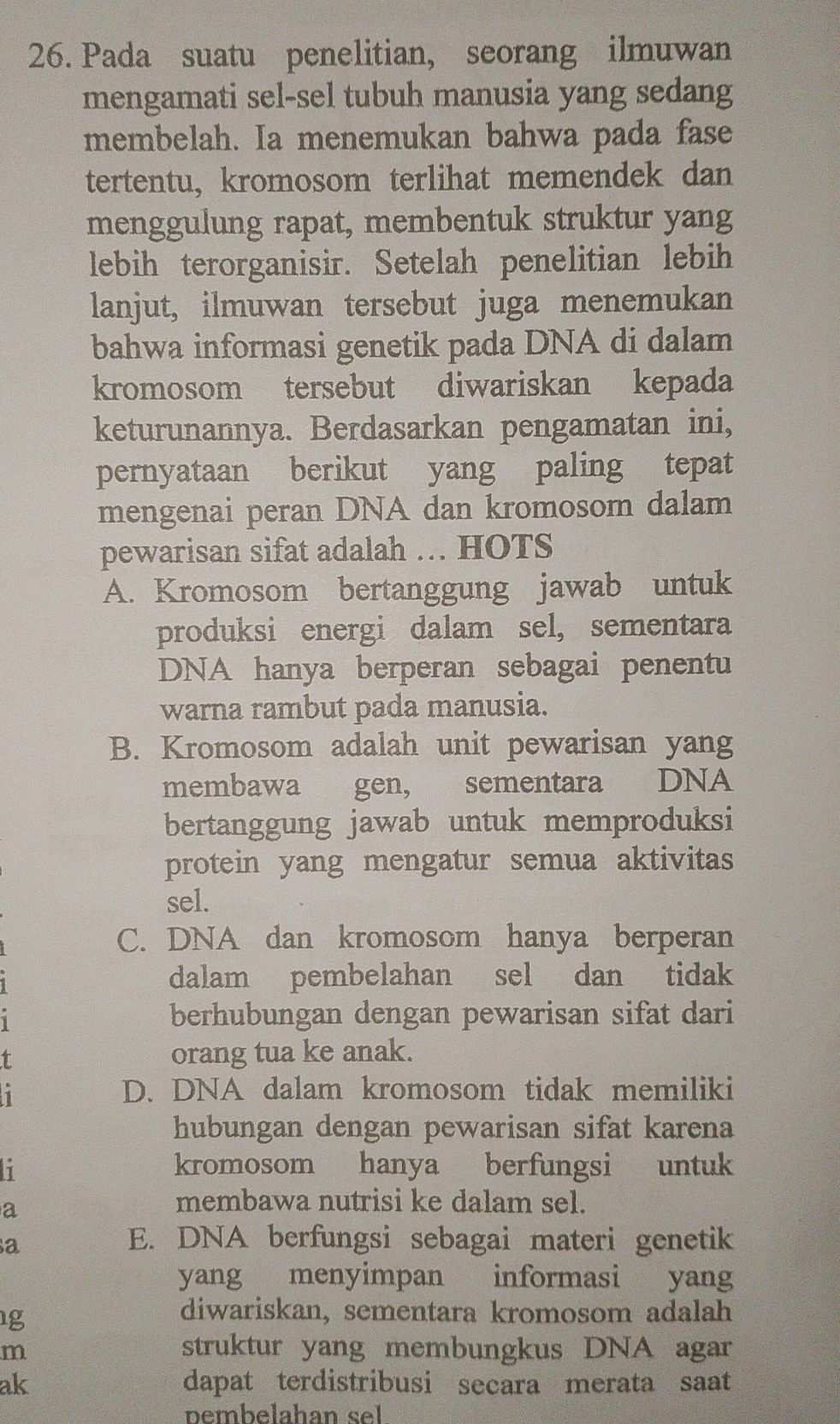 26. Pada suatu penelitian, seorang ilmuwan | StudyX