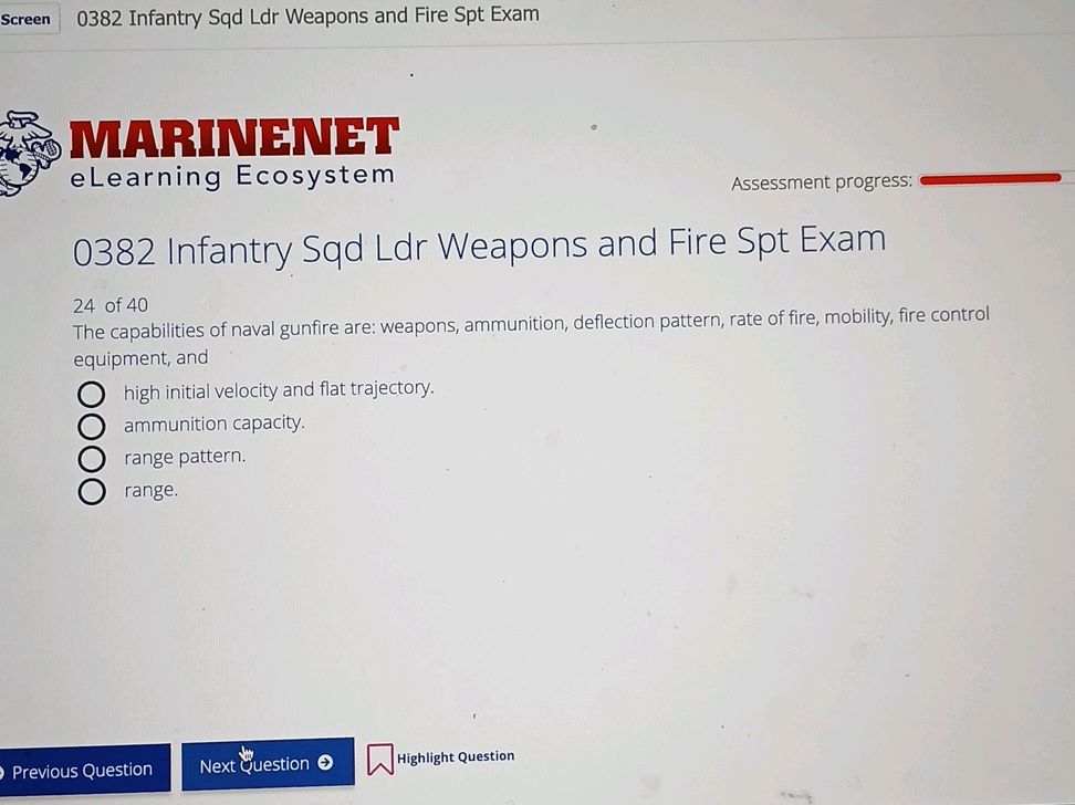 The capabilities of naval gunfire are: | StudyX