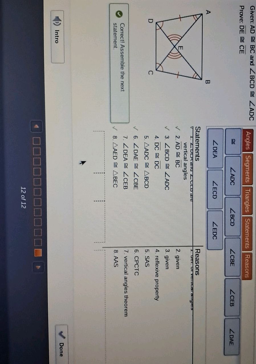 Given: $ {AD} {BC}$ and $ BCD ADC$ | StudyX